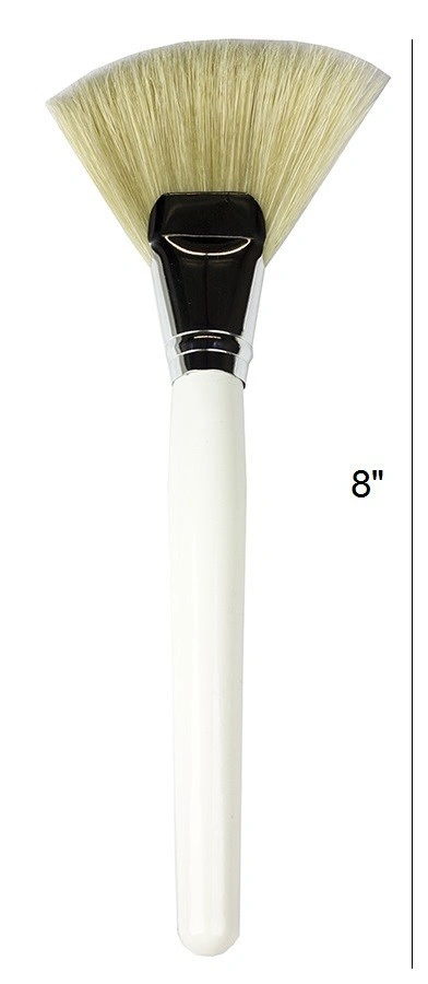 SkinAct White Large Fan Brush 8" - Face and Body Mask Brush